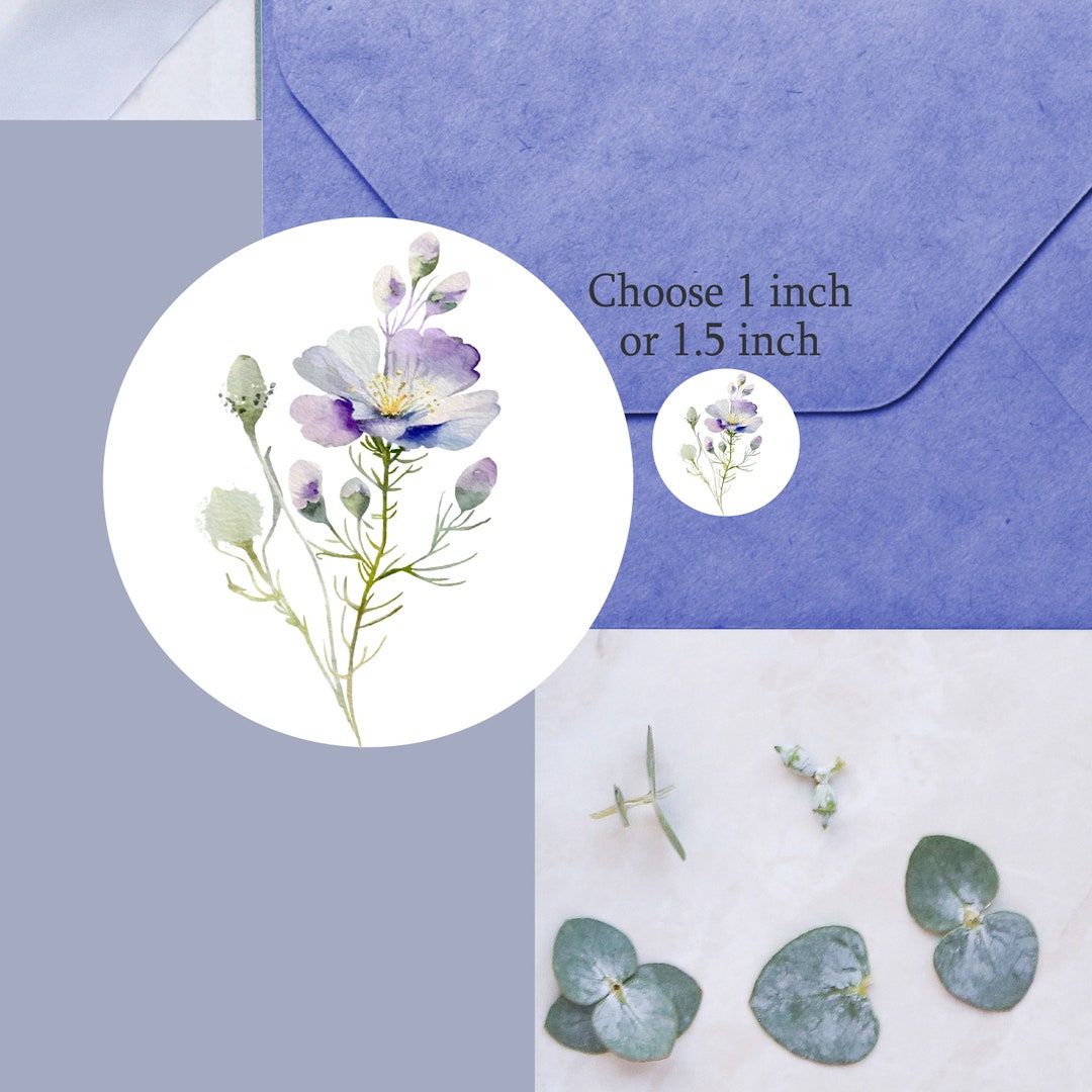 Soft Lilac Round Stickers/envelope Stickers/purple Flowers Stickers ...