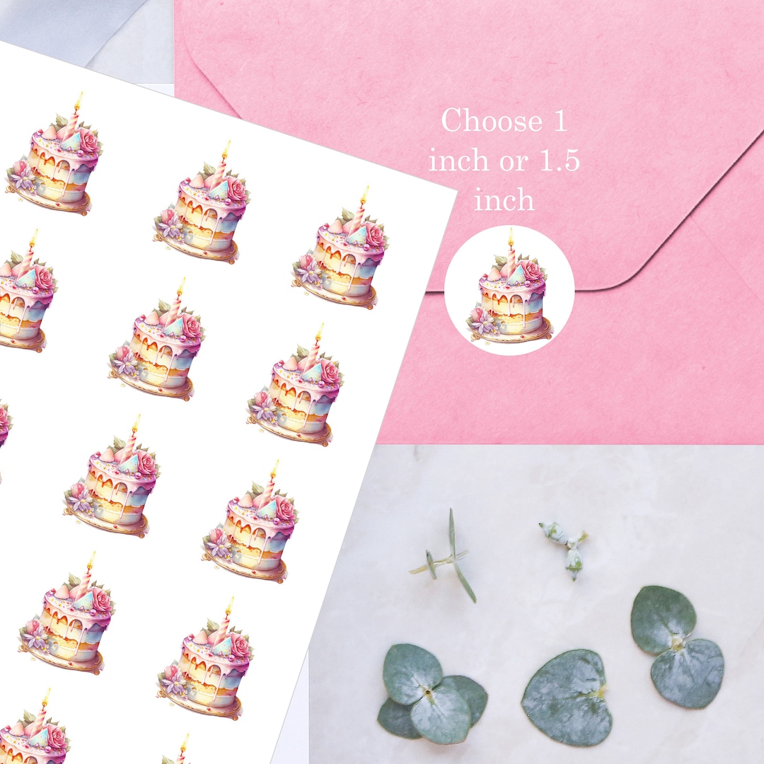 Birthday Cake Stickers/cake Seals/dessert Seals/dessert Stickers/cake ...