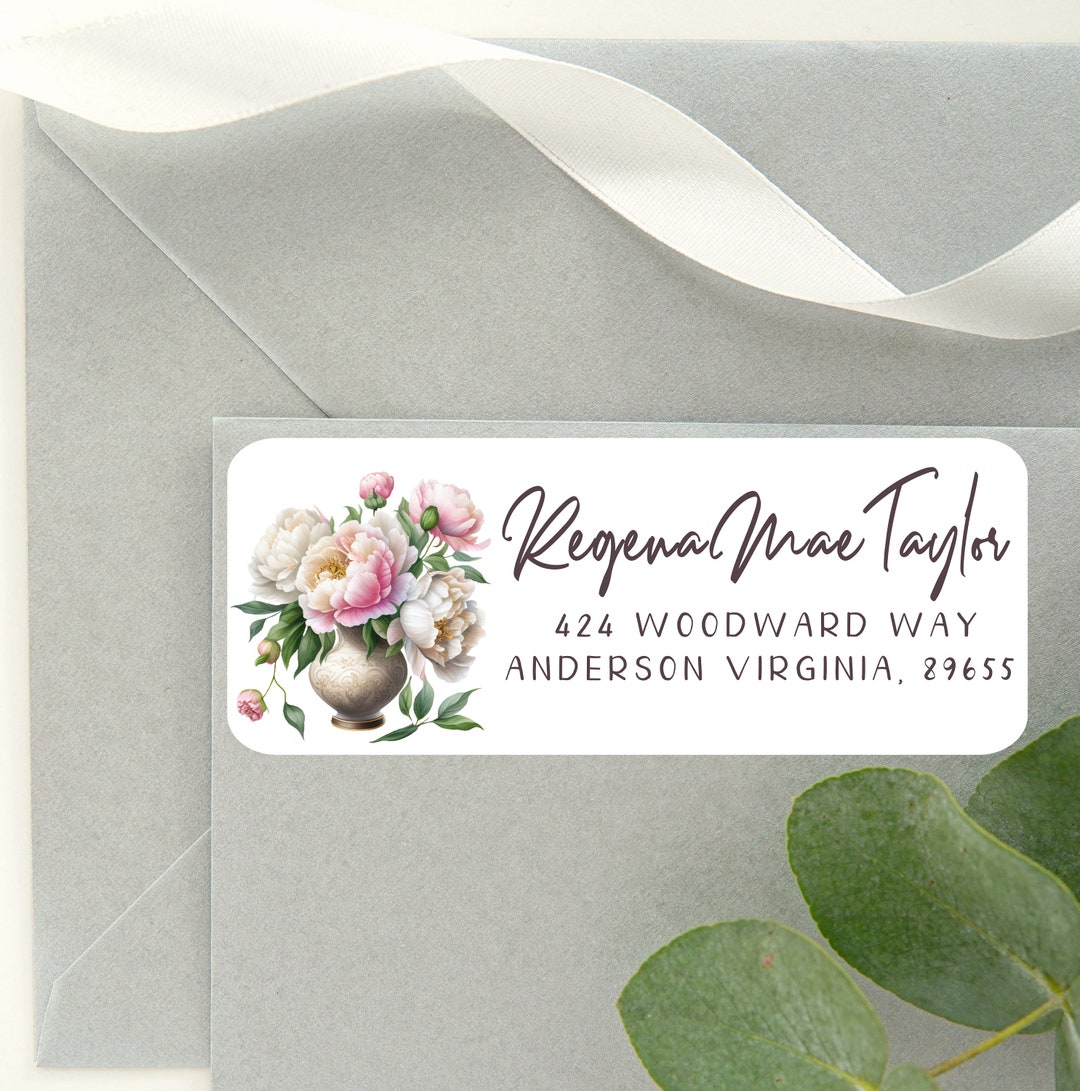 Vase of Florals Address Labels/return Address Labels/envelope Labels ...