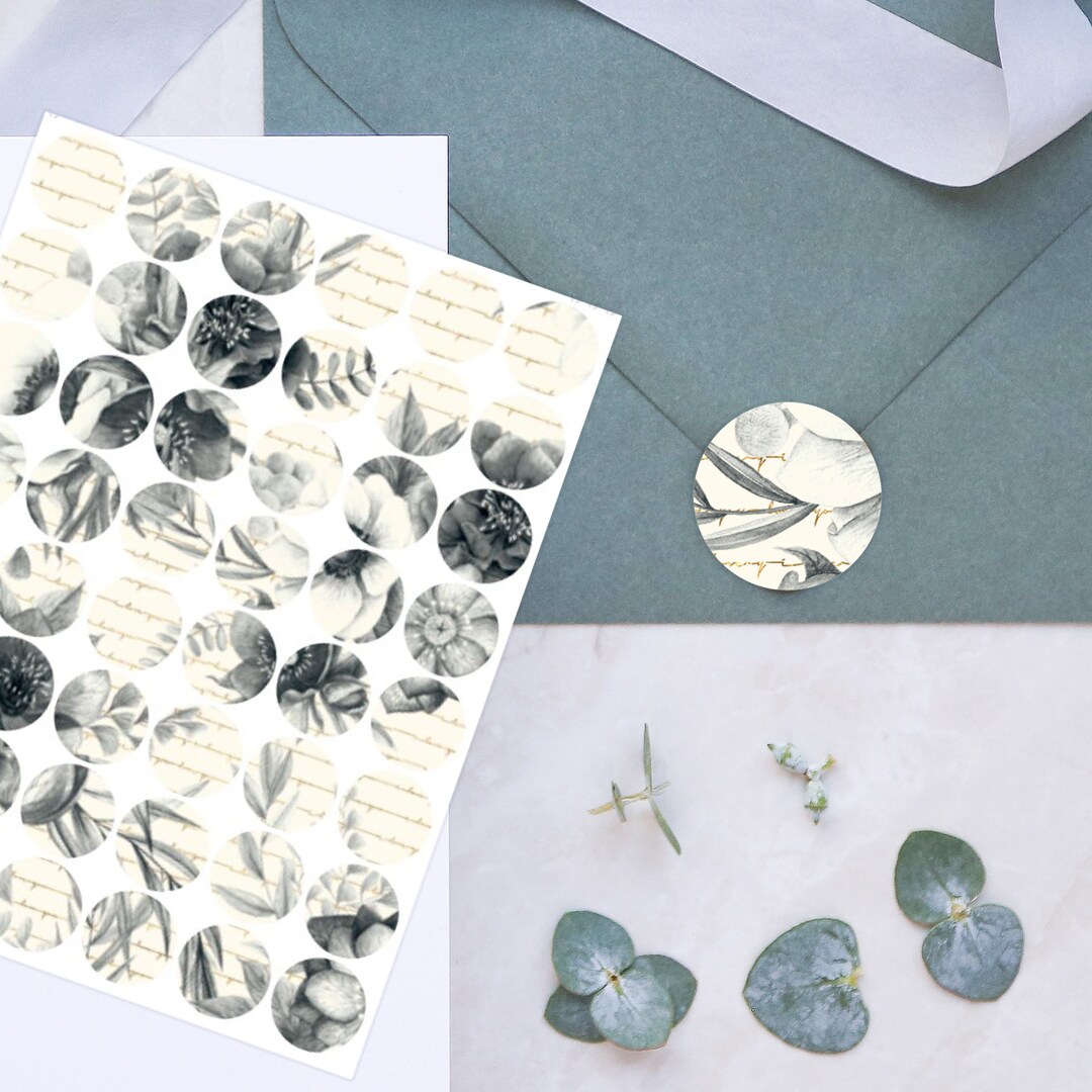 Round Vintage Floral Envelope Stickers 1 Inch/decorative Stickers/round ...