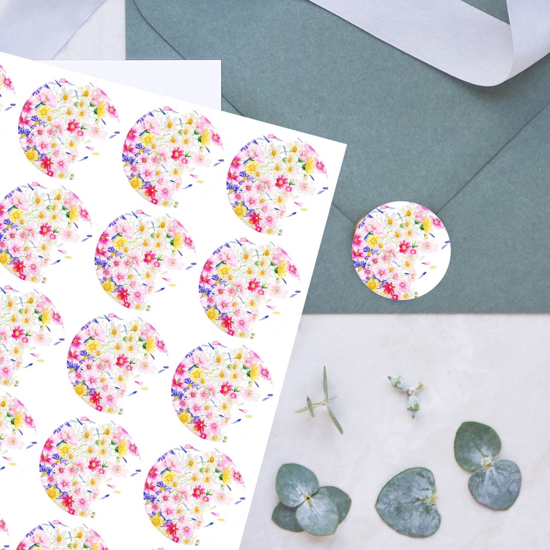 1.5 Inch Blooming Flowers Envelope Stickers/envelope Seals/floral ...