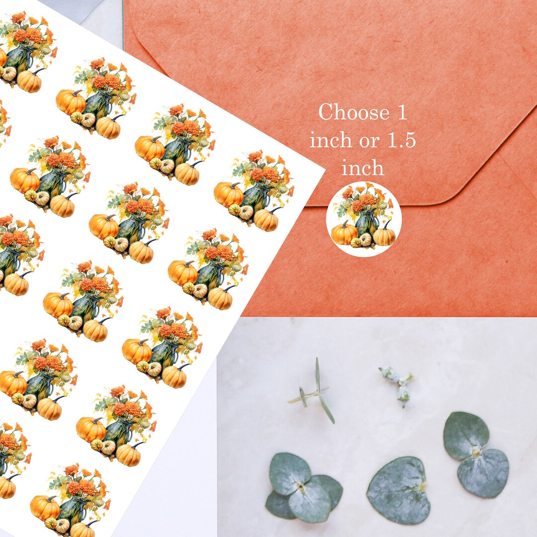 Harvest Floral Round Stickers/pumpkin Stickers/flower Stickers/fall ...