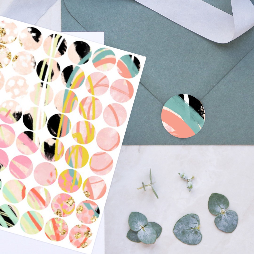 Round Abstract Colors Envelope Stickers 1 Inch/decorative Stickers ...
