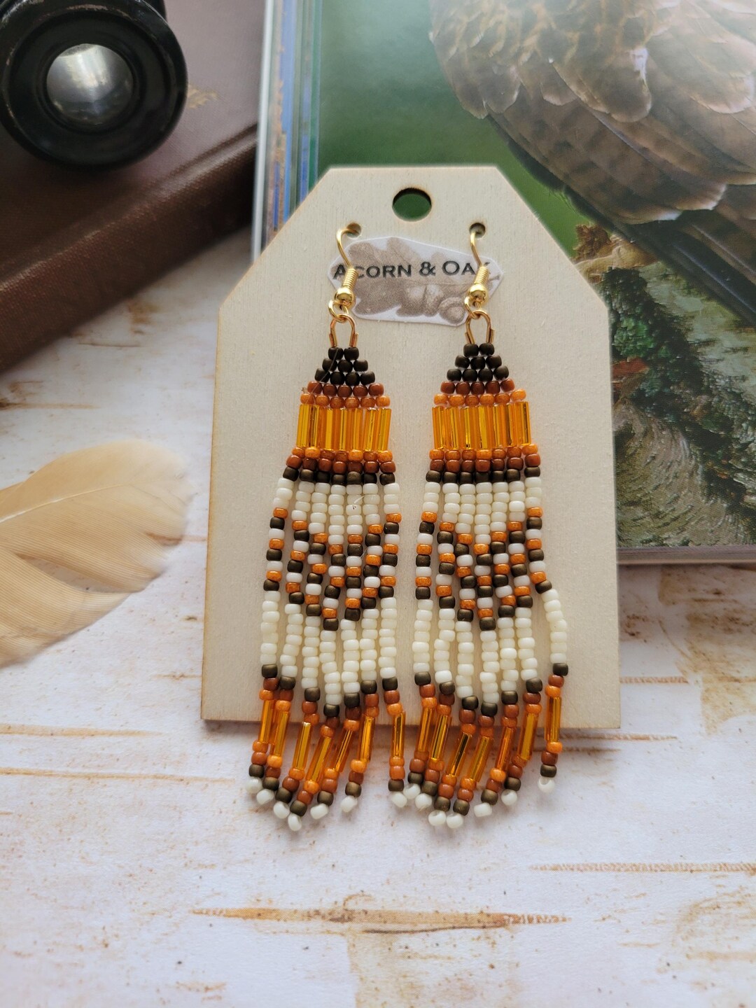 Red Tailed Hawk Inspired Beaded Fringe Earrings- Birds of a Feather ...