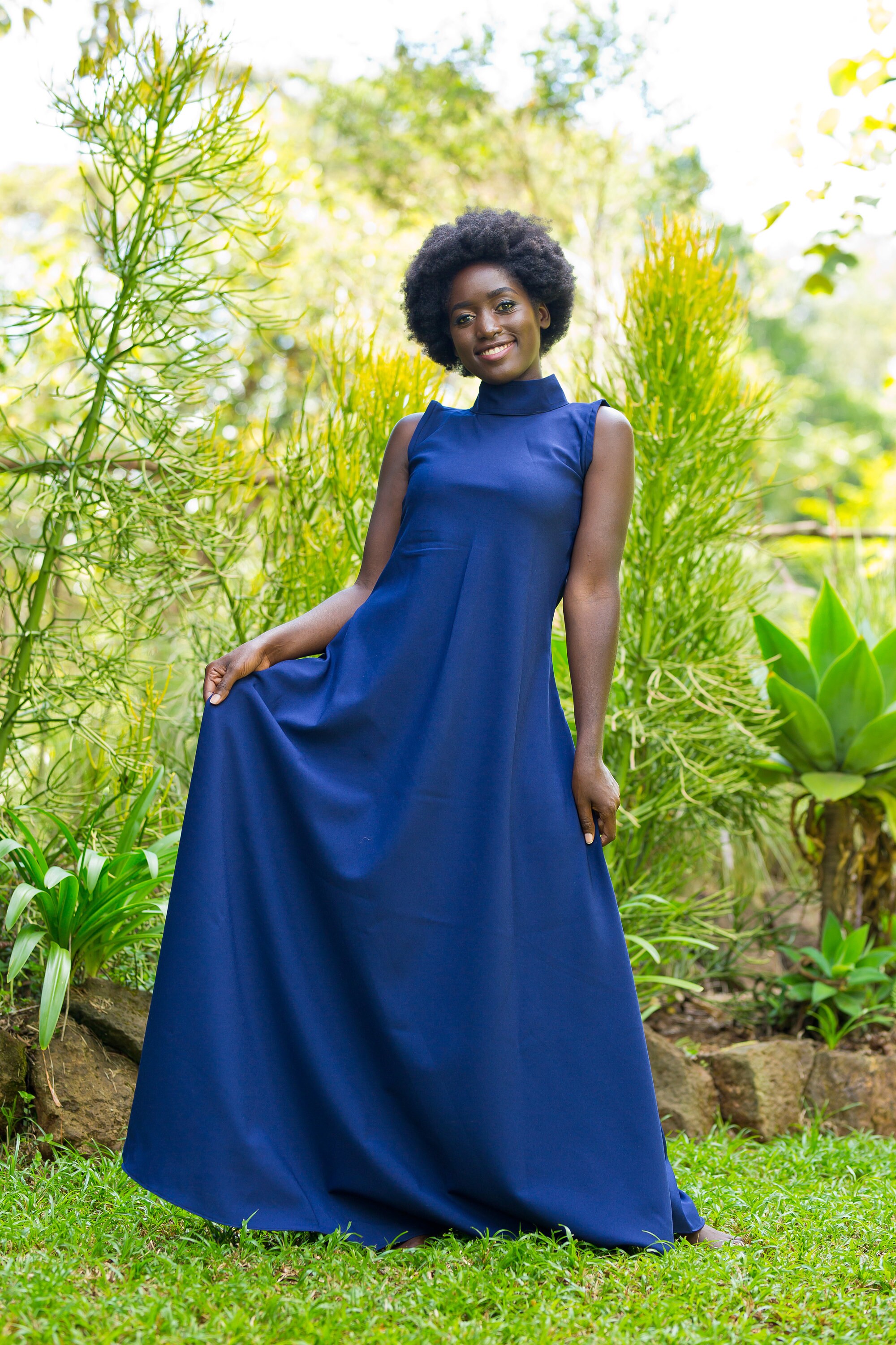 Navy Blue Maxi Shift Dress Ankara Dress Short Dress Spring | Etsy New ...