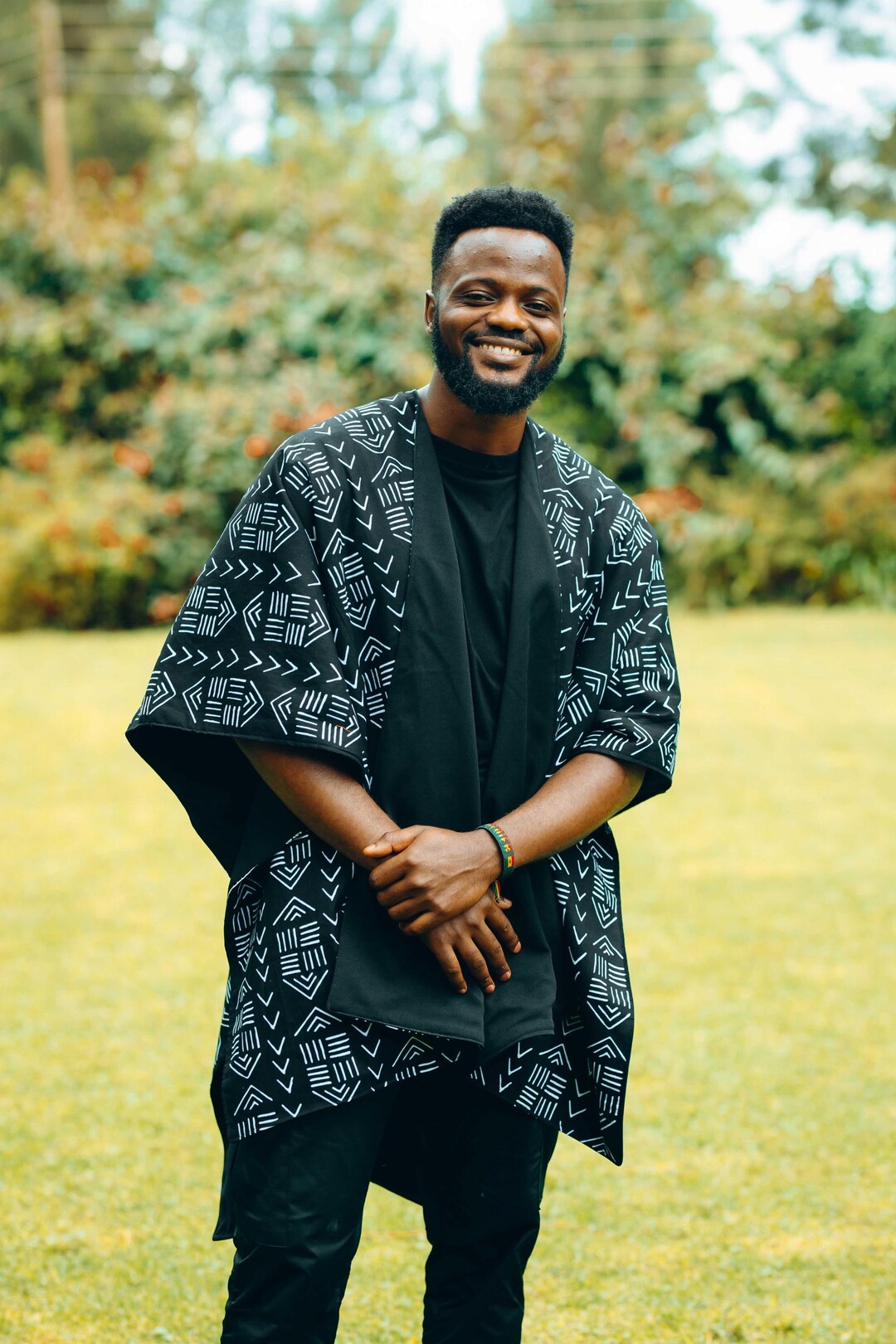 African Print Winter Cape - Black; Men's Winter Fashion; Winter ...