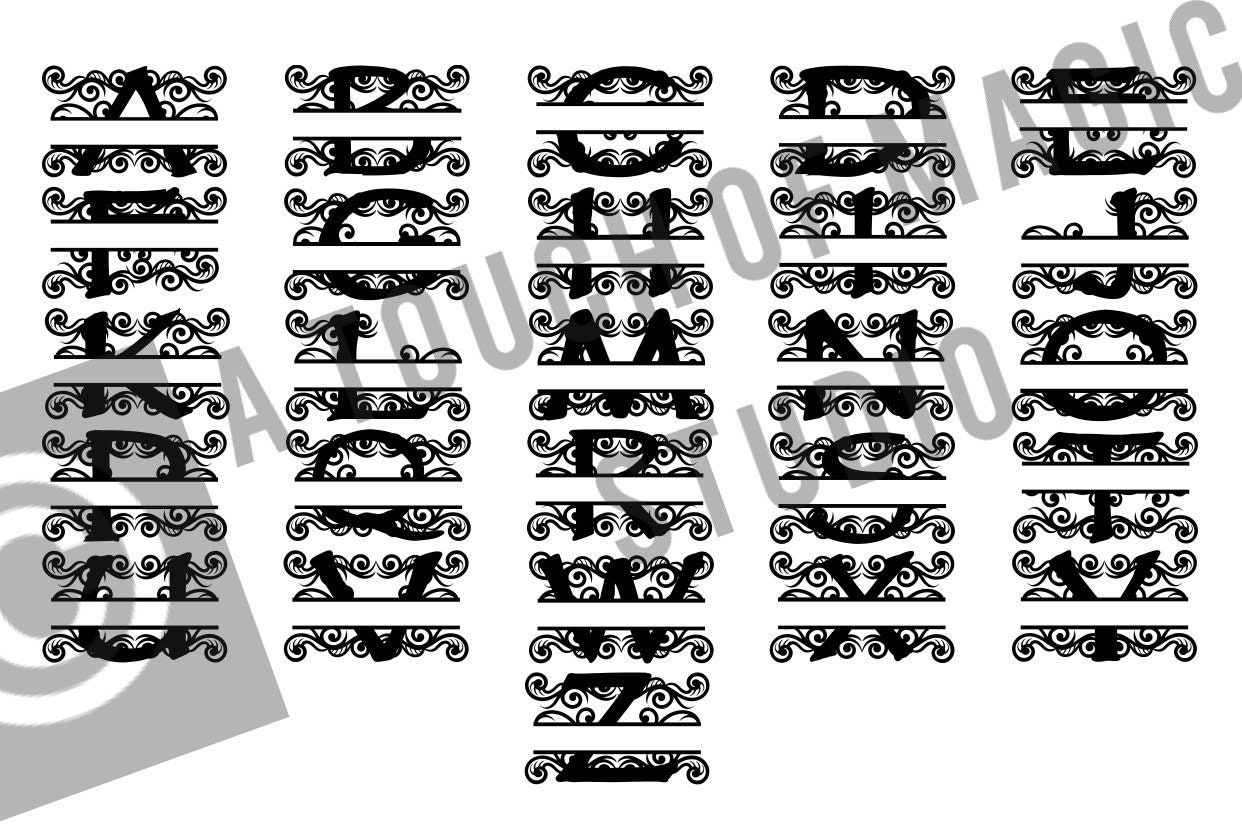 Monogram Scroll Full Alphabet SVG, AI File - Etsy