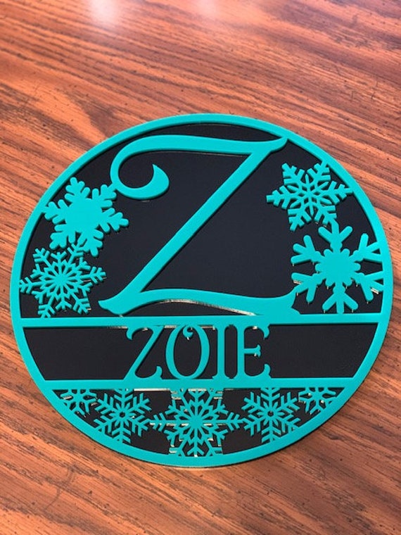 Snowflake Monogram Round Full Alphabet A-Z Digital File | Etsy