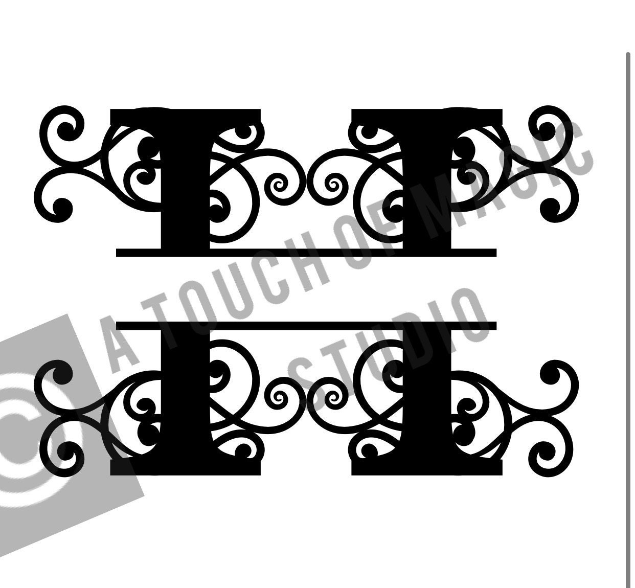 Digital Monogram ~ Letter H Only ~ SVG File - Etsy