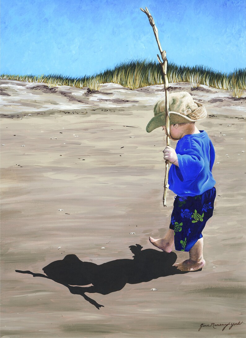 Beach Print, Boy, Shadow, Canvas, Painting - Etsy