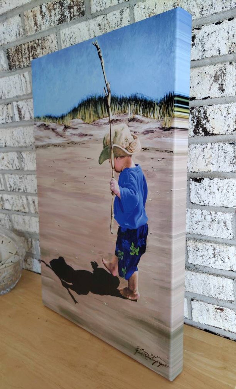 Beach Print, Boy, Shadow, Canvas, Painting - Etsy