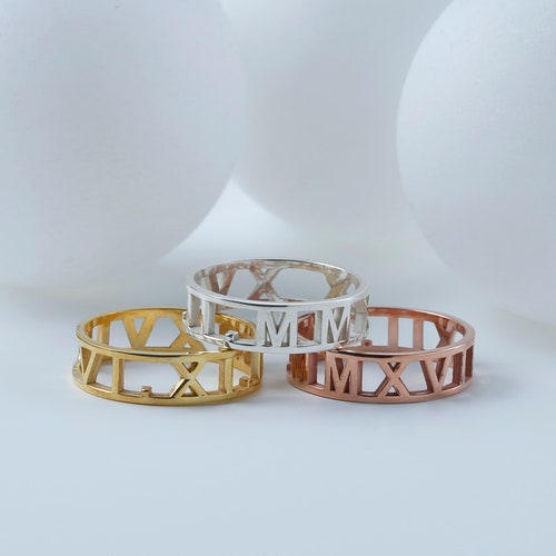 Custom Roman Numerals Ring Personalized Numeral Jewelry | Etsy