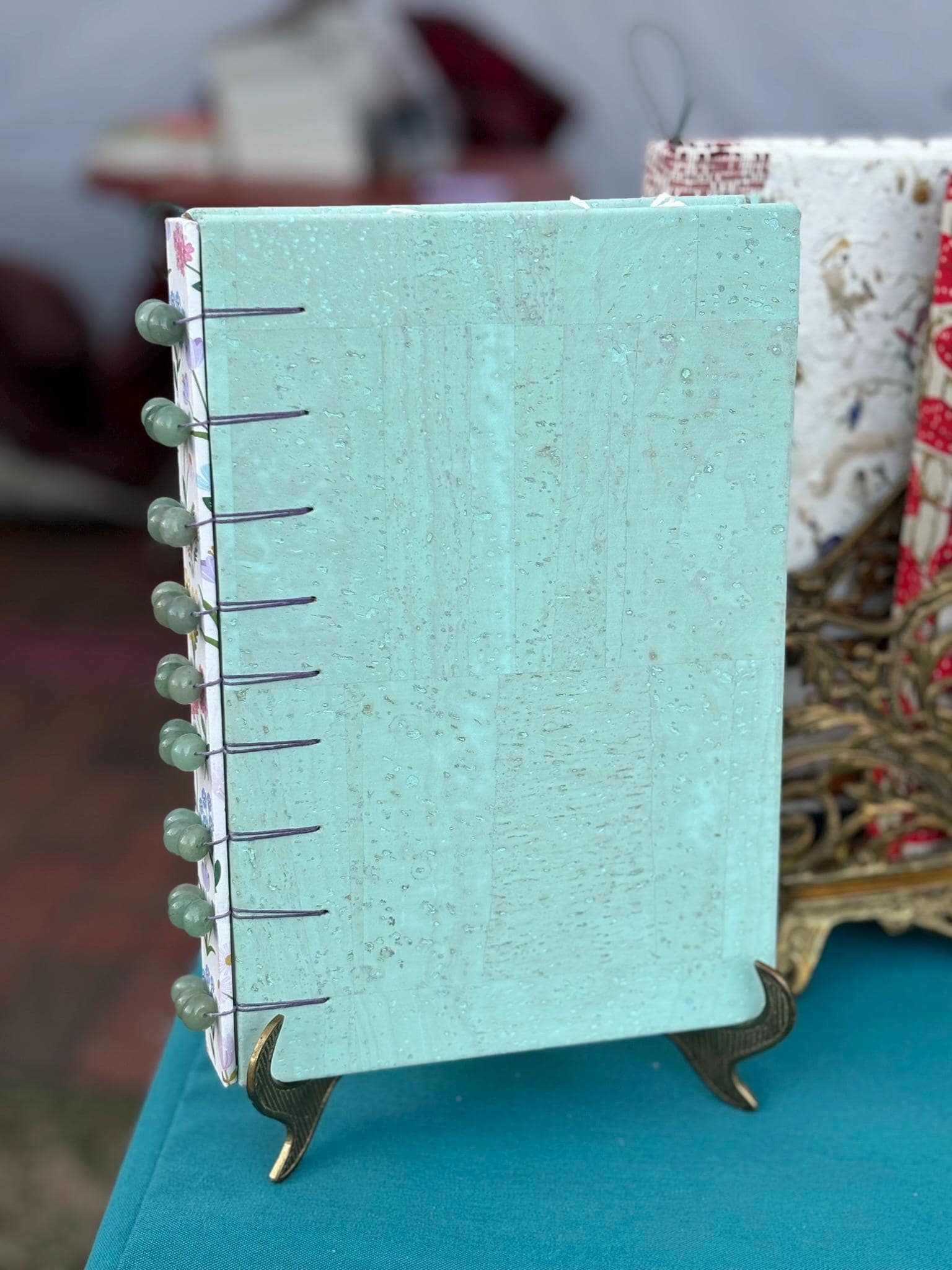 Cork and Adventurine Handbound Journal | Handmade Blank Sketchbook ...