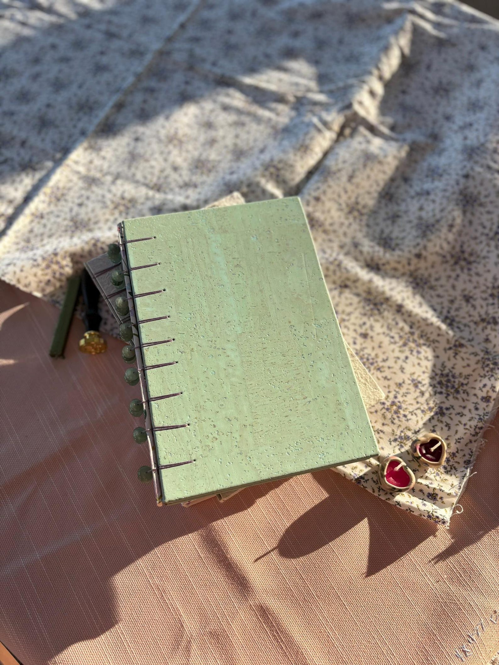 Cork and Adventurine Handbound Journal | Handmade Blank Sketchbook ...