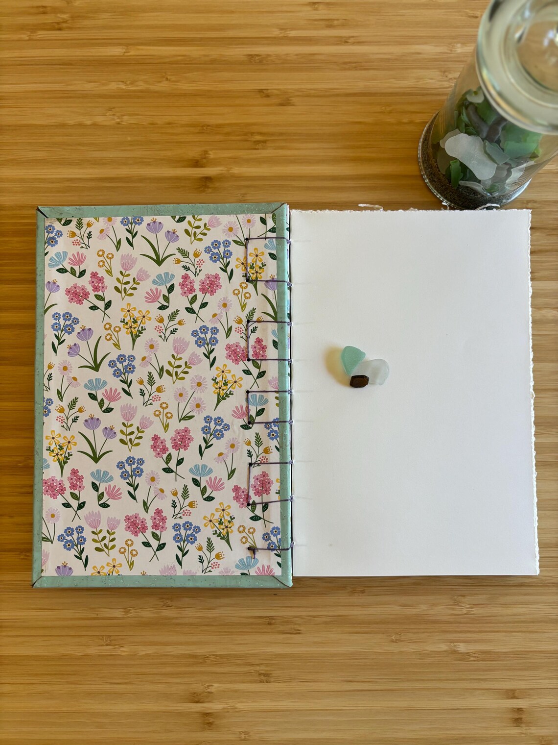 Cork and Adventurine Handbound Journal | Handmade Blank Sketchbook ...
