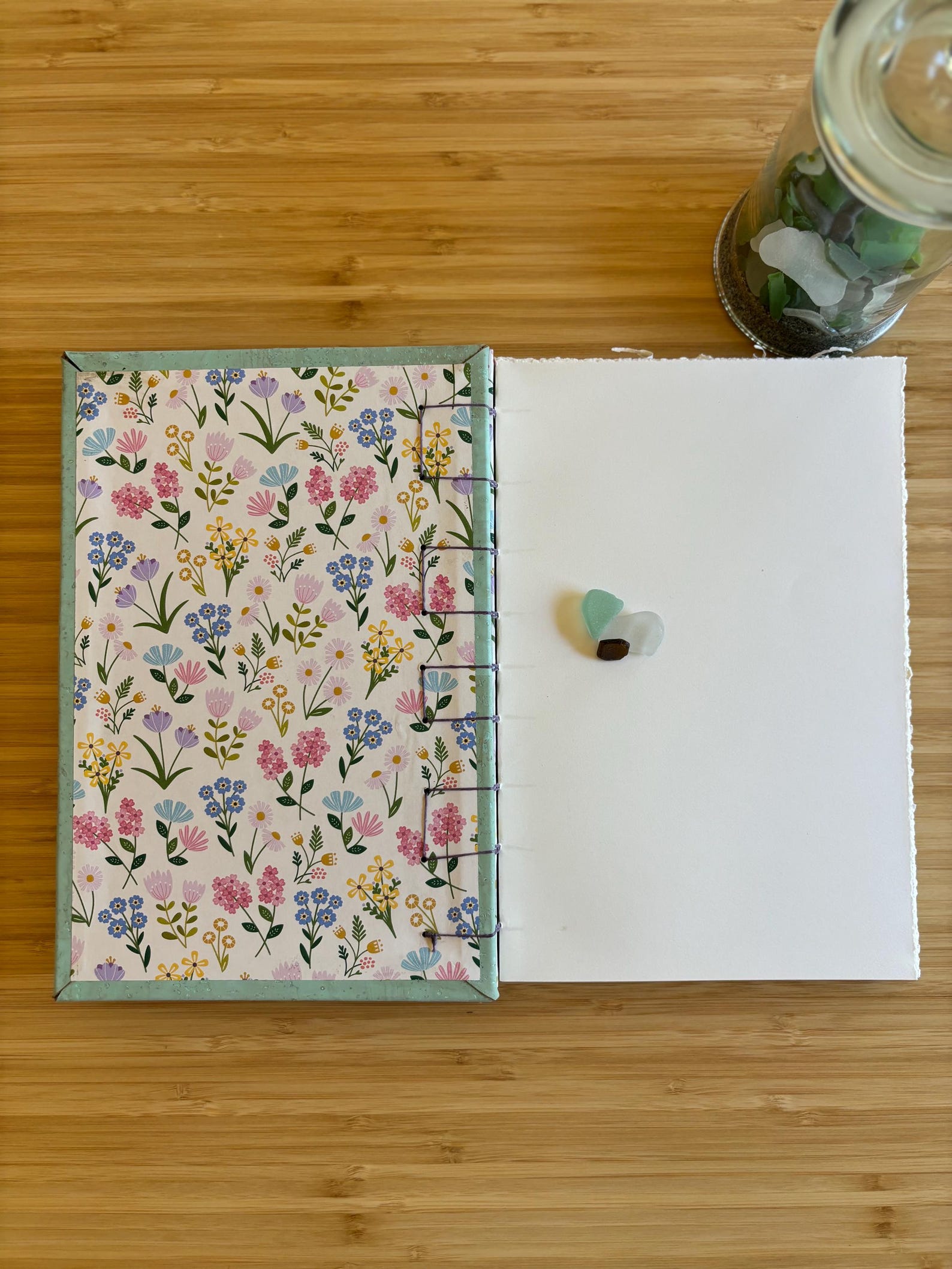 Cork and Adventurine Handbound Journal | Handmade Blank Sketchbook ...