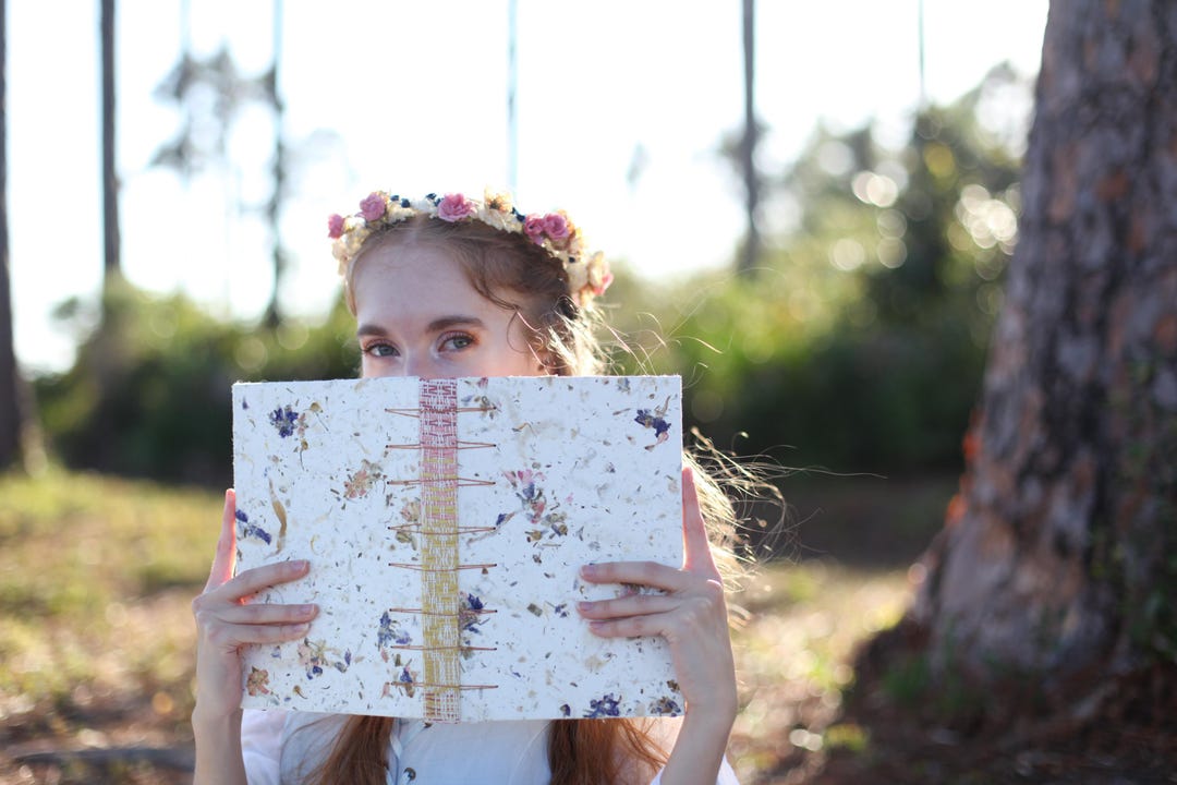 Natural Flowers Handbound Journal | Handmade Blank Sketchbook ...