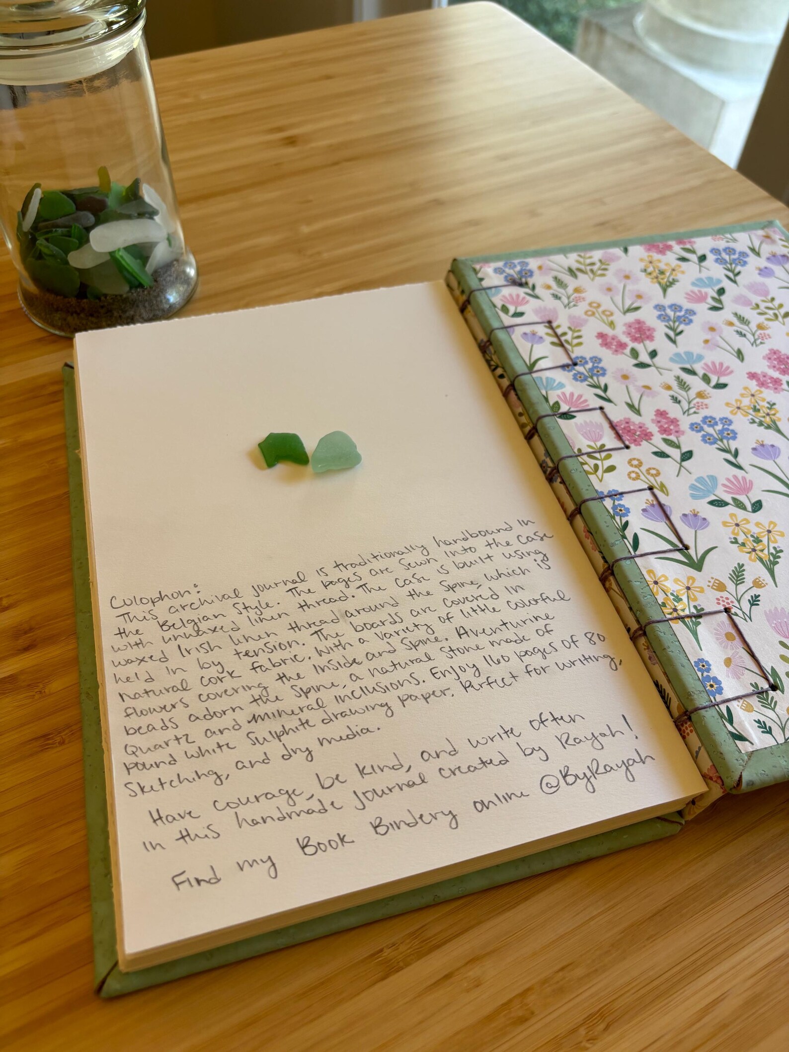 Cork and Adventurine Handbound Journal | Handmade Blank Sketchbook ...