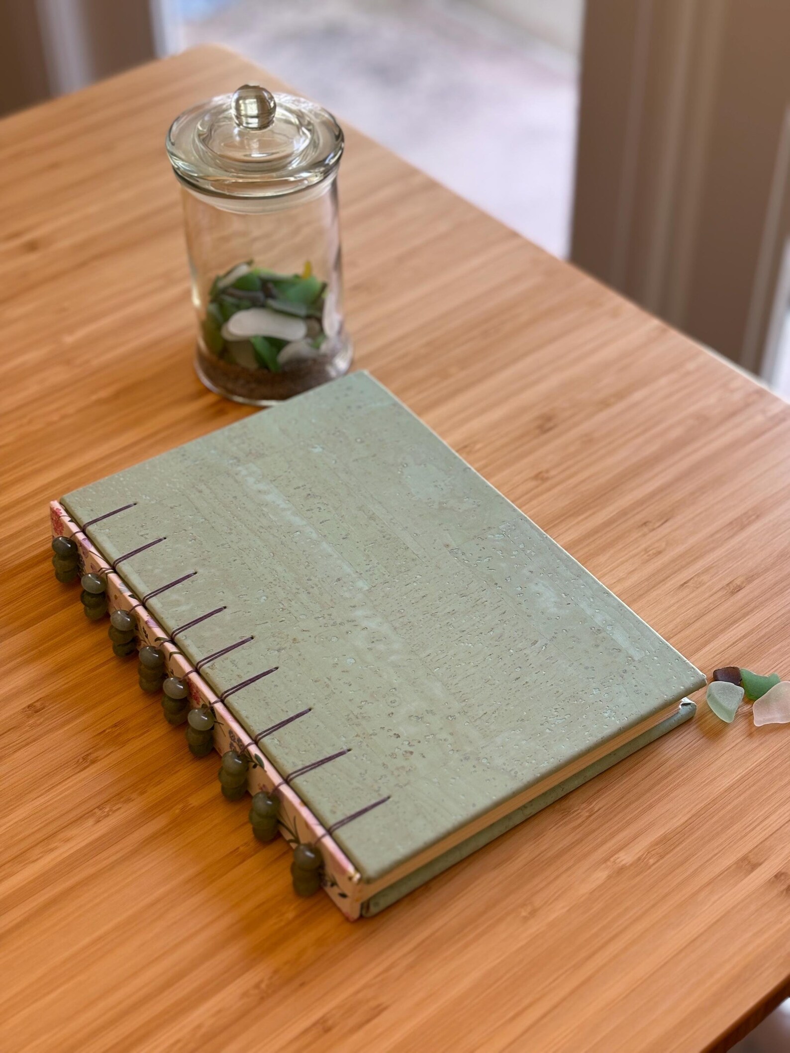 Cork and Adventurine Handbound Journal | Handmade Blank Sketchbook ...