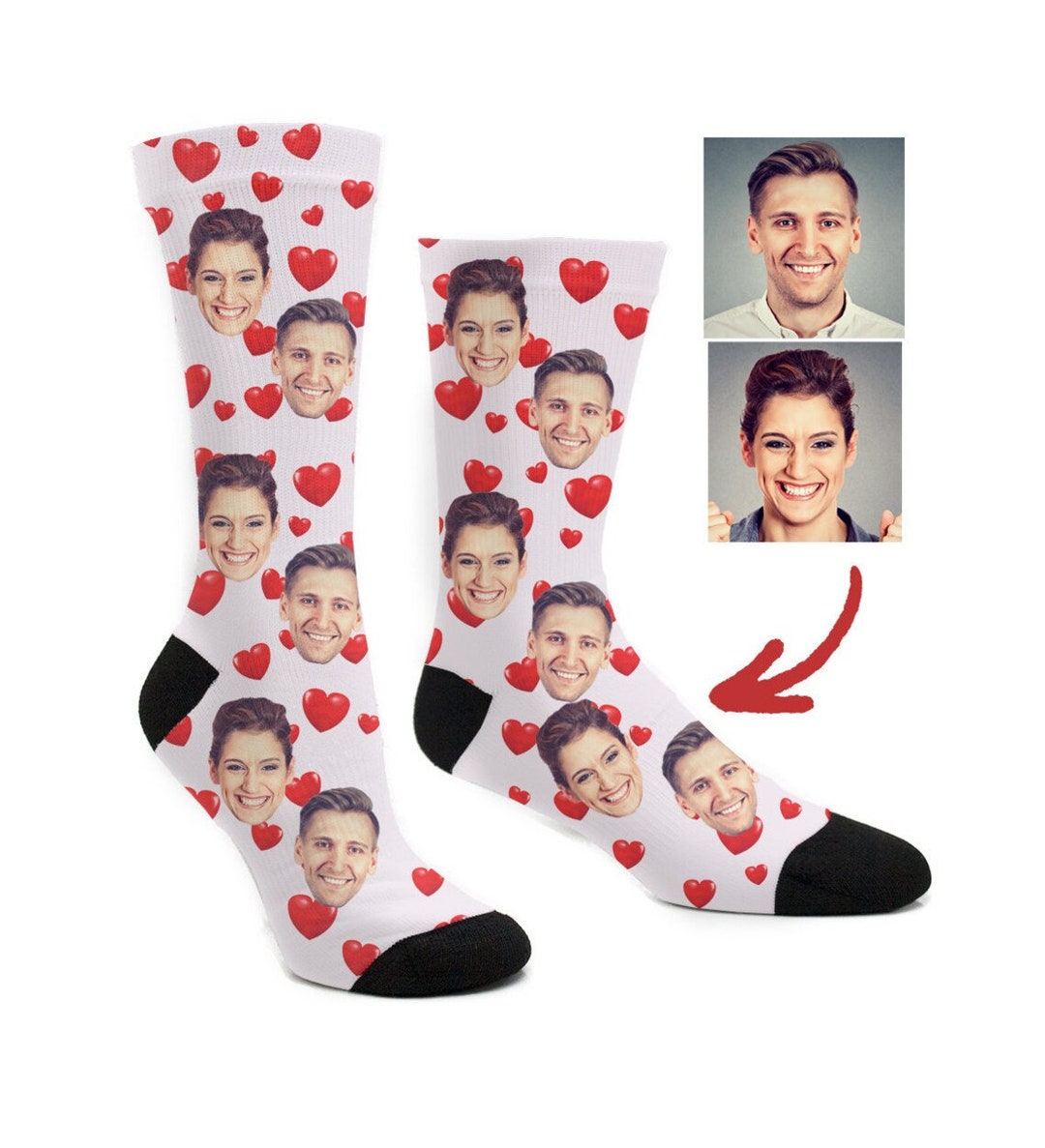 Couple Faces Socks - Valentines Day , Custom Printed Socks, Picture ...
