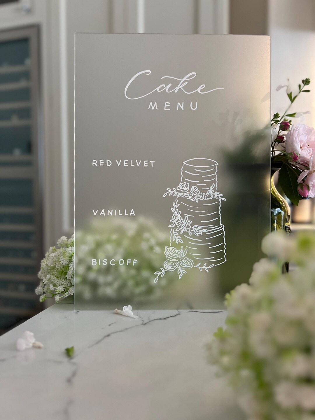 Cake Menu Sign: Hand Lettered Acrylic Wedding Decor - Etsy