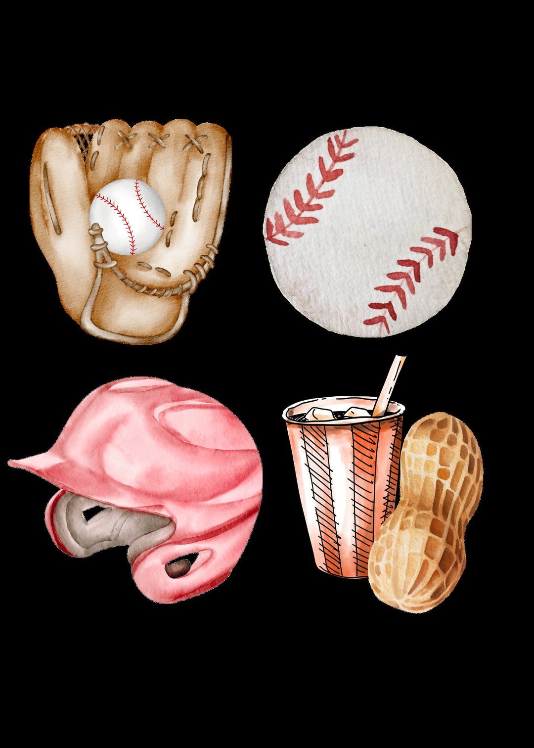 Watercolor Baseball PNG - Etsy