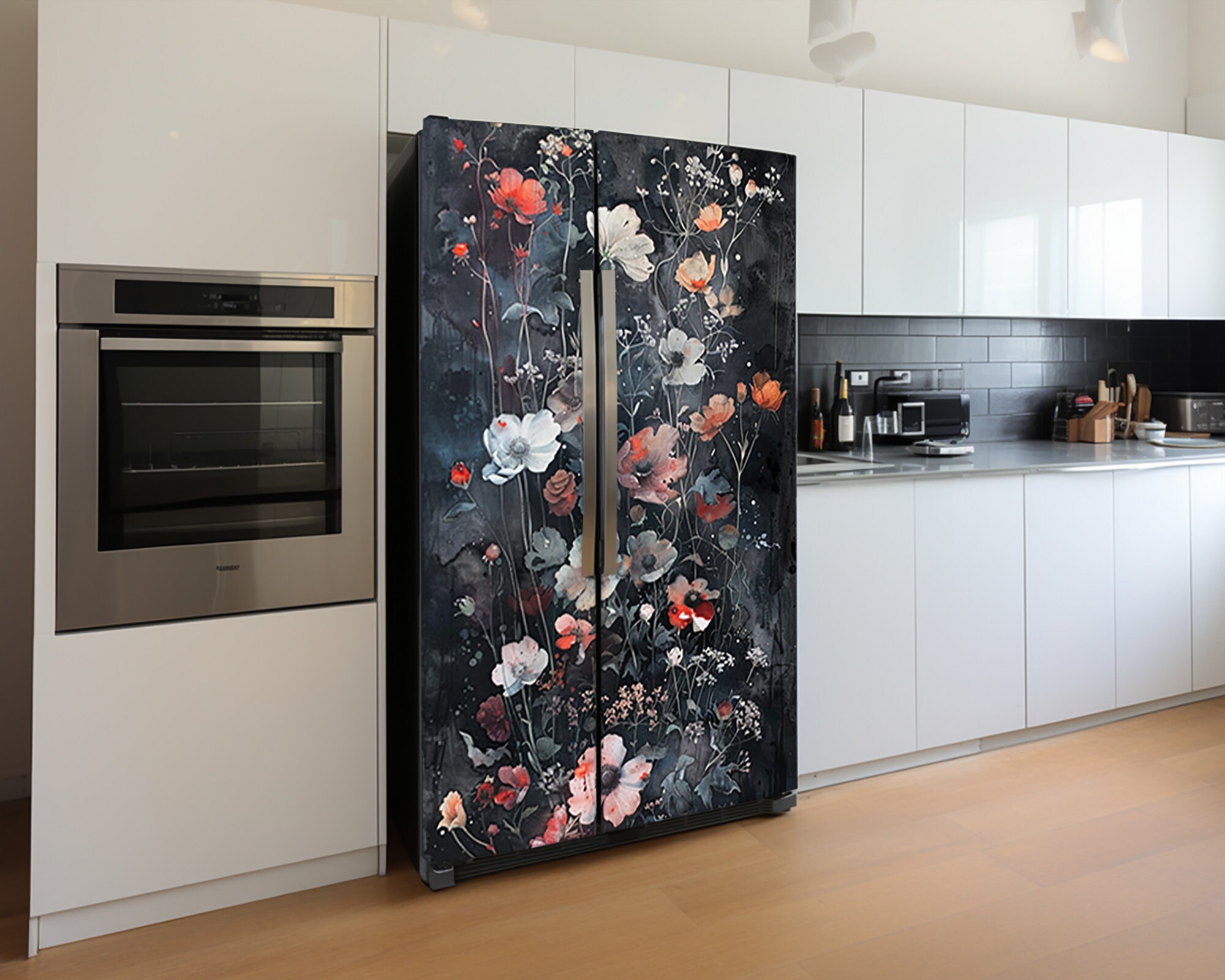 Watercolor Wildflower Fridge Decal: Floral Kitchen Decor - Etsy