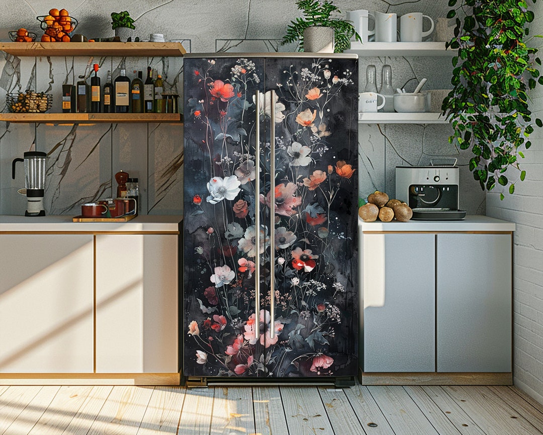 Watercolor Wildflower Fridge Decal: Floral Kitchen Decor - Etsy