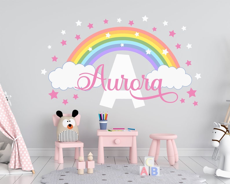 Rainbow Wall Sticker Girl Name Decal Baby Room Decor - Etsy