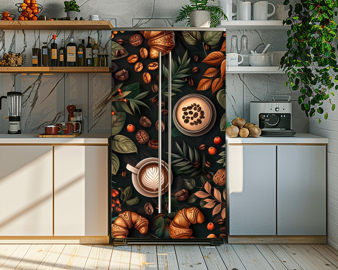 Modern Fridge Cover, Botanical Theme for Fridge Door, Refrigerator ...