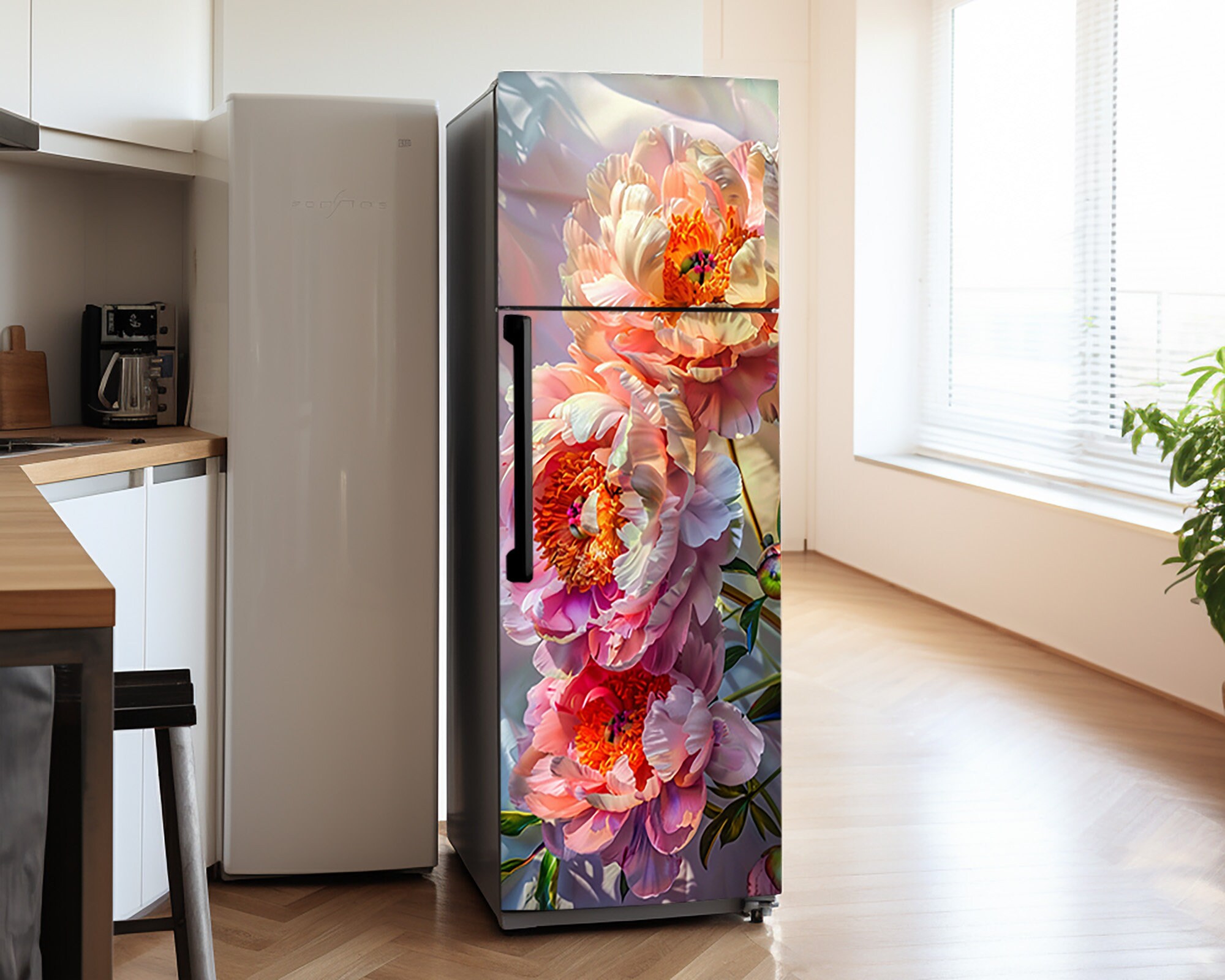 Peony Fridge Decal, Realistic Peony Flowers for Fridge, Refrigerator ...