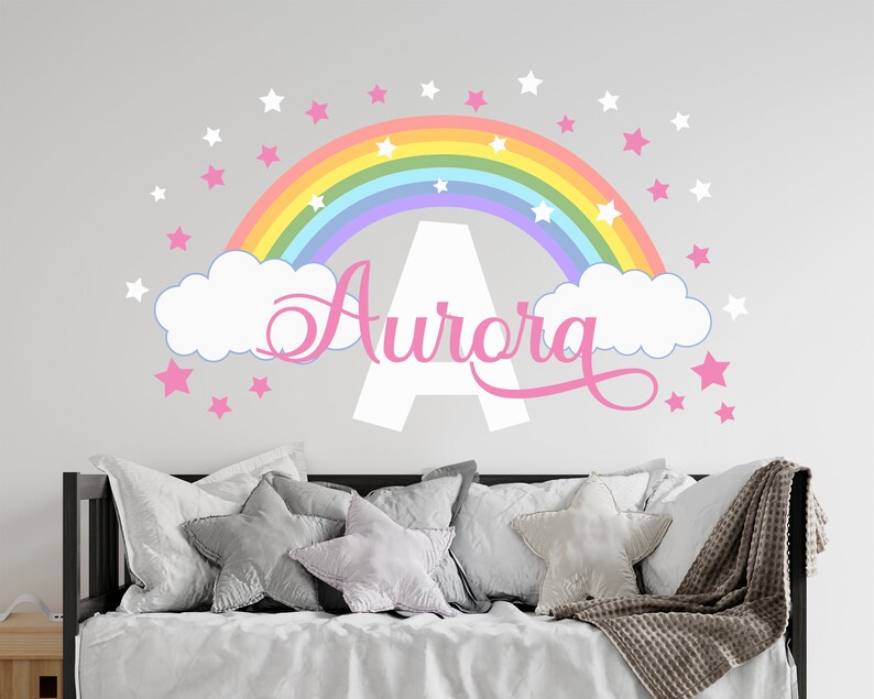 Rainbow Wall Sticker Girl Name Decal Baby Room Decor - Etsy
