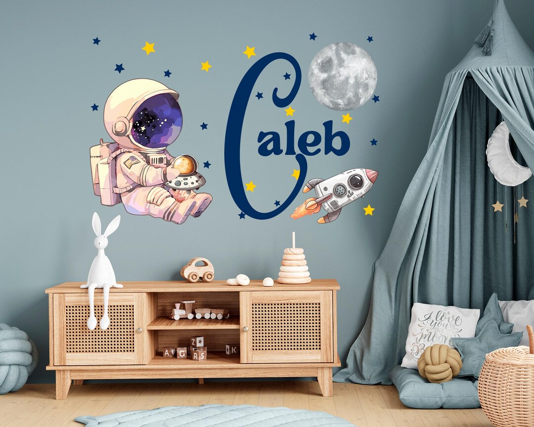 Custom Boy Name Astronaut Wall Decal Kids: Space Vinyl Sticker Nursery ...
