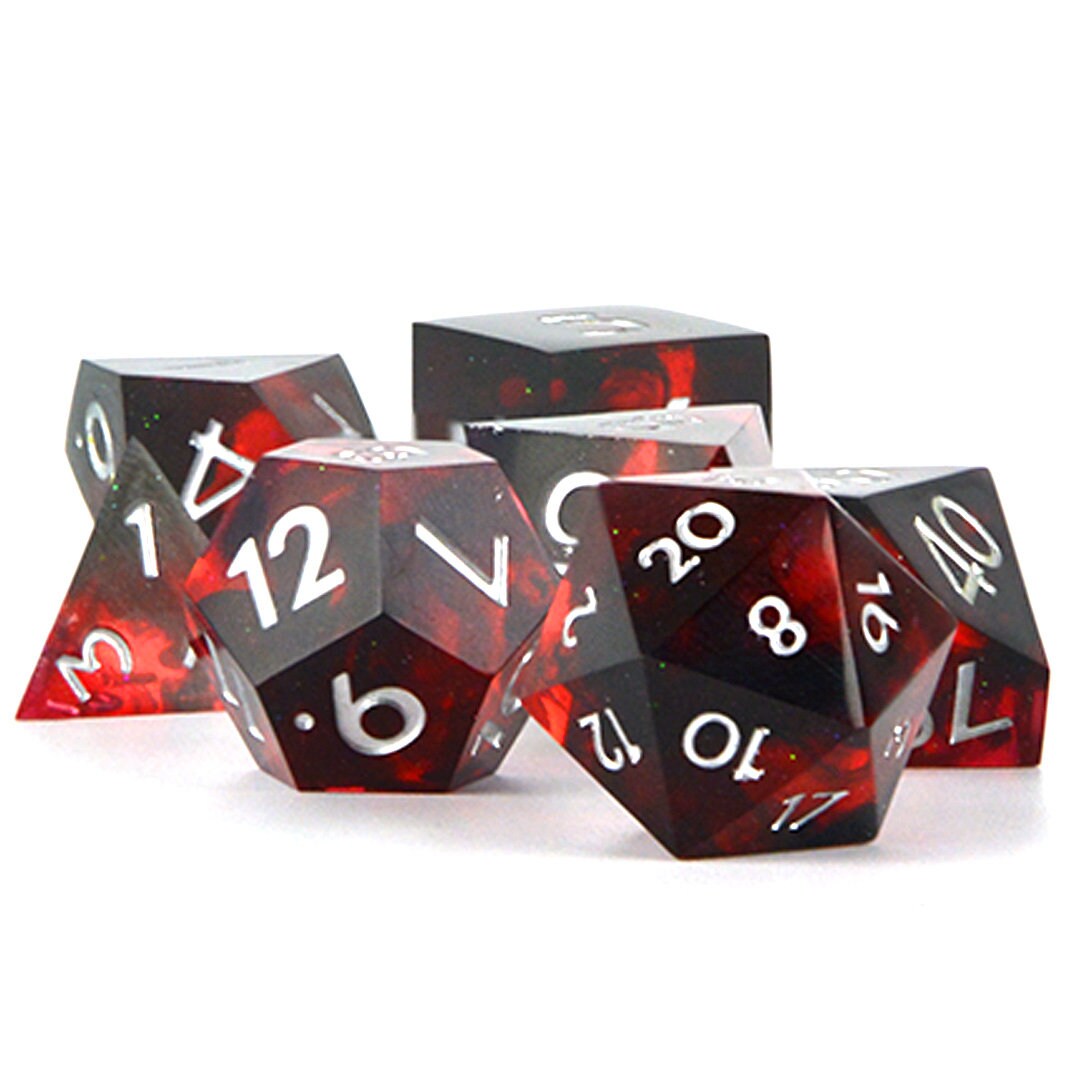 Red Dragons Fury Red and Black Sharp Edge Red Resin DND Dice - Etsy