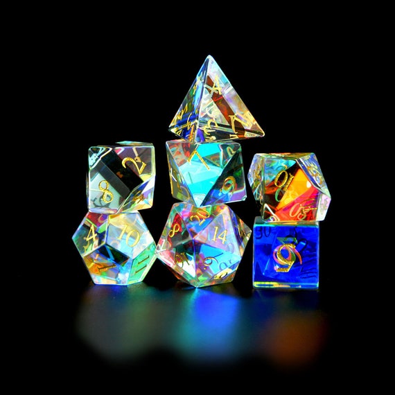 Wish Rainbow Crystal Prism Glass Dice Dnd Dice Set - Etsy
