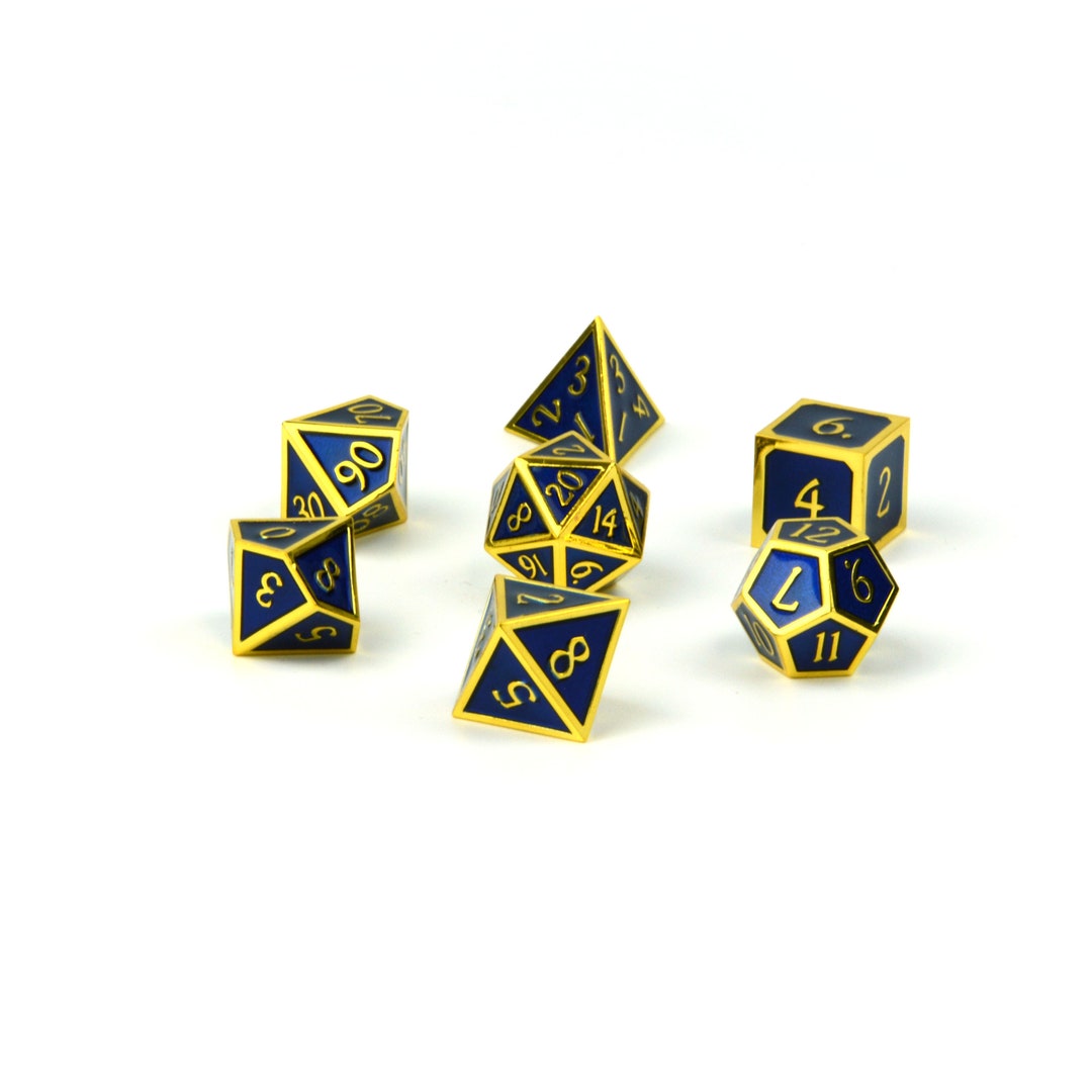 Golden Age: Blue and Gold Metal Dice Set Polyhedral Dice - Etsy