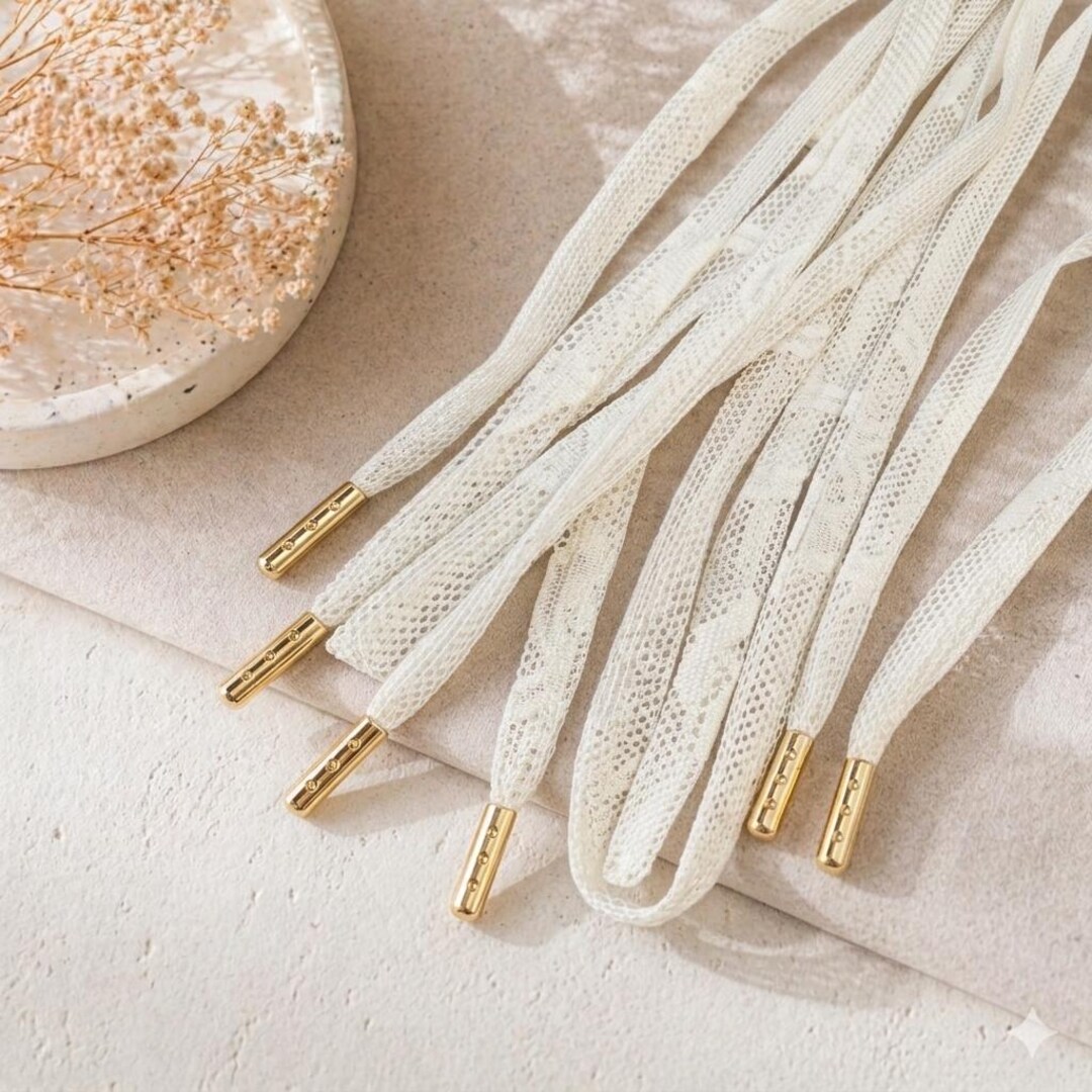 Off White Lace Shoelaces – Soft Mesh Style, Elegant Flat Shoe Laces ...