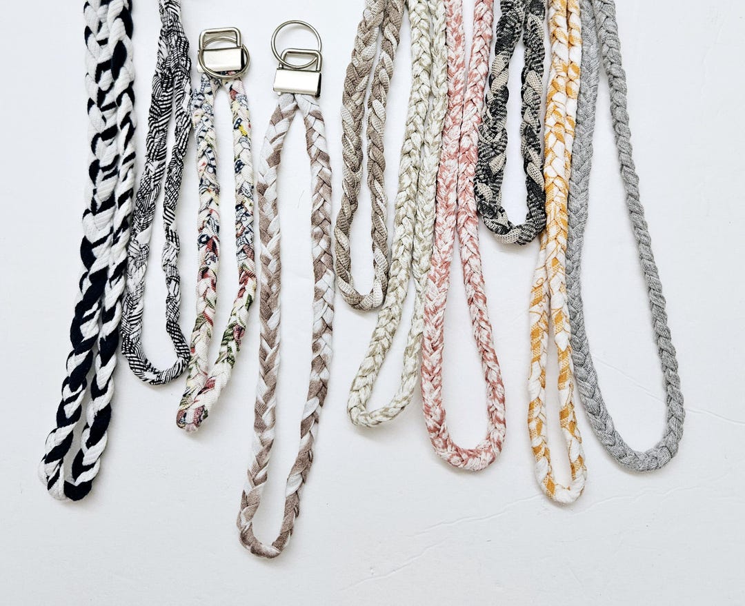Handmade Macrame Braided Lanyard Keychain/ Fabric Cord Braided Keyfob ...