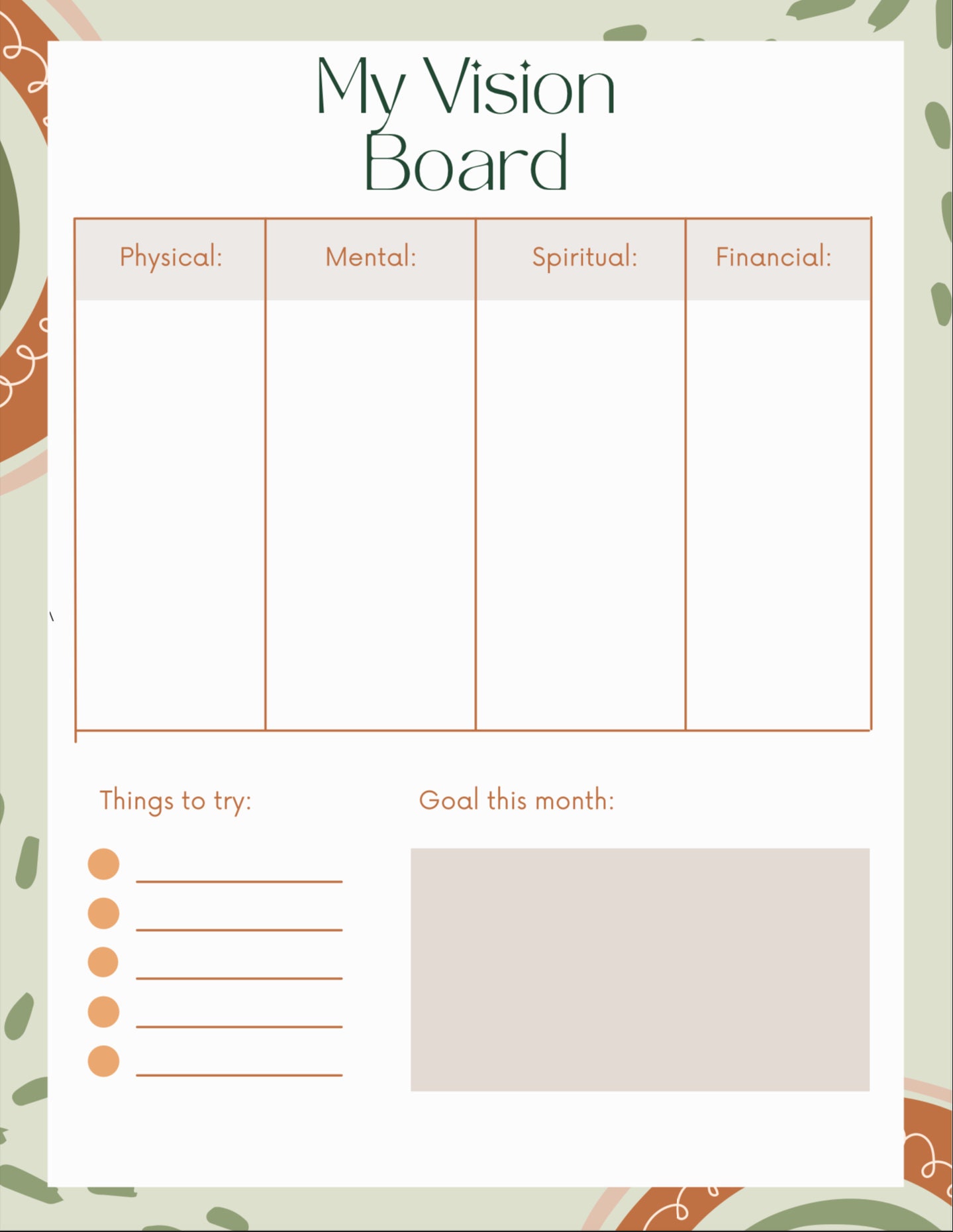 Vision Board Planner, Digital Vision Board, Self Focus, Vision Board ...