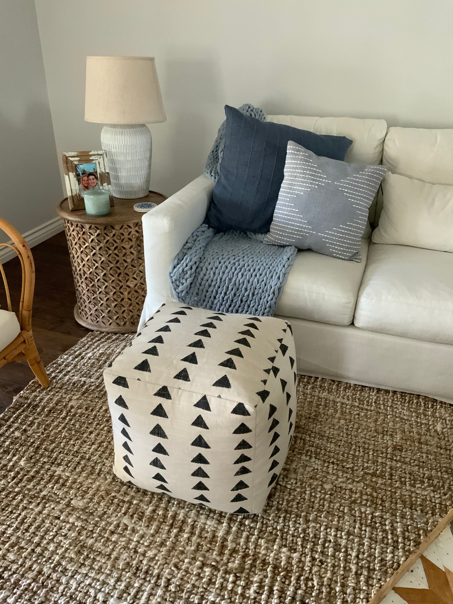 Boho Triangle Pouf Ottoman Off-white and Black Pouf Ottoman - Etsy