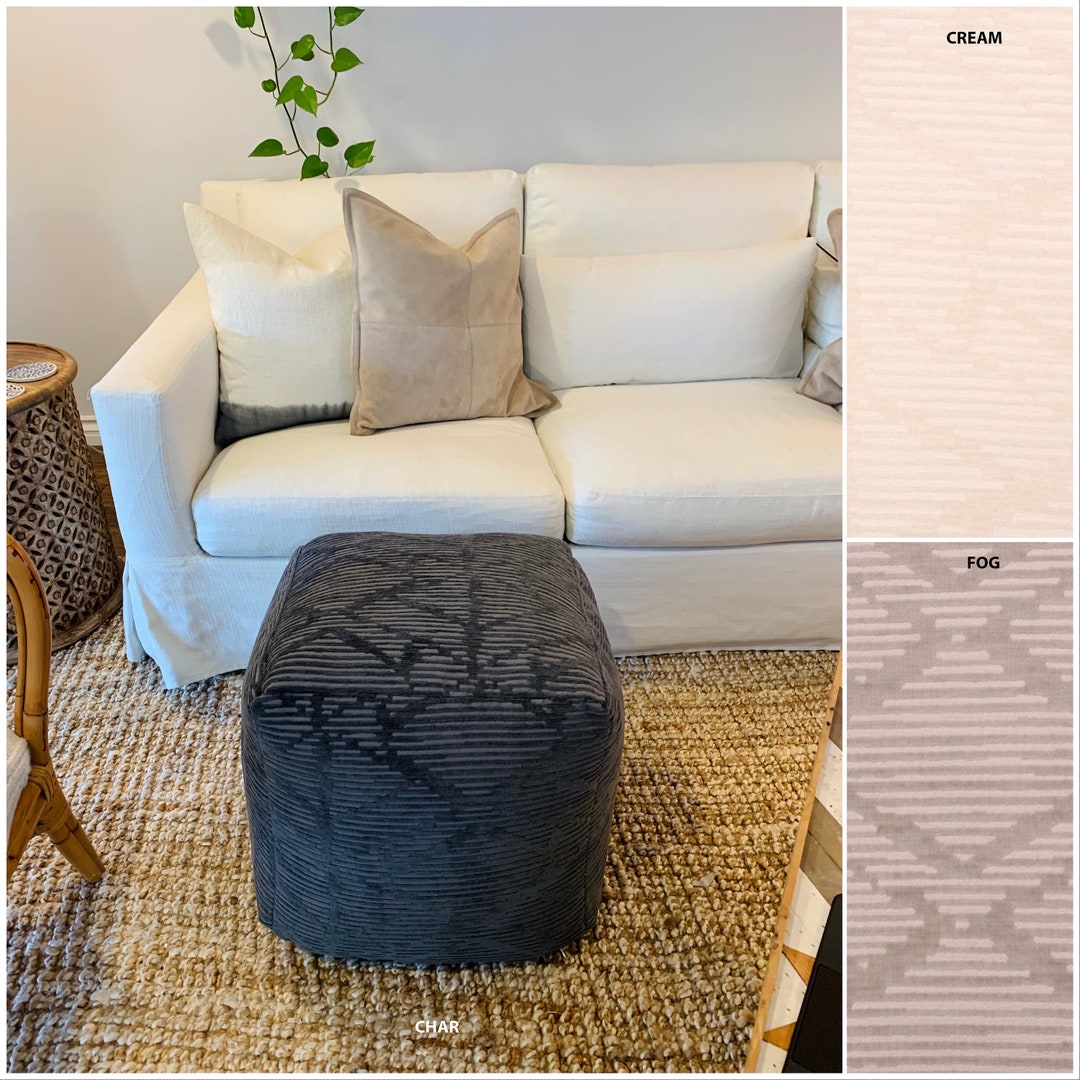 Mirage Pattern Pouf Ottoman, Black Pouf Ottoman, Cream Pouf Ottoman ...