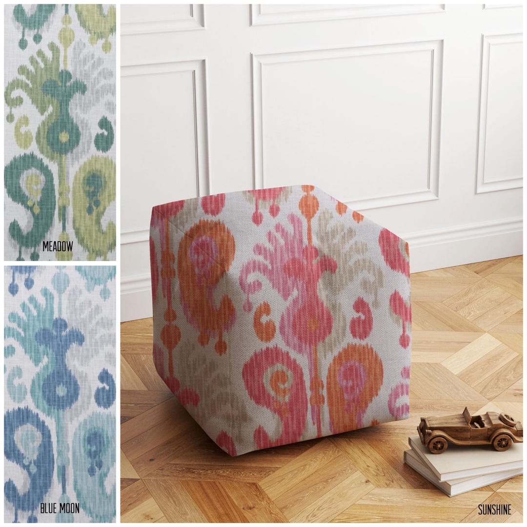 Colorful Pouf, Multi Color Pouf, Pink and Orange Pouf, Green and Gray ...