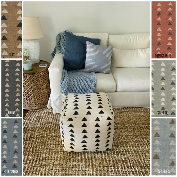 Boho Triangle Pouf Ottoman Off-white and Black Pouf Ottoman - Etsy