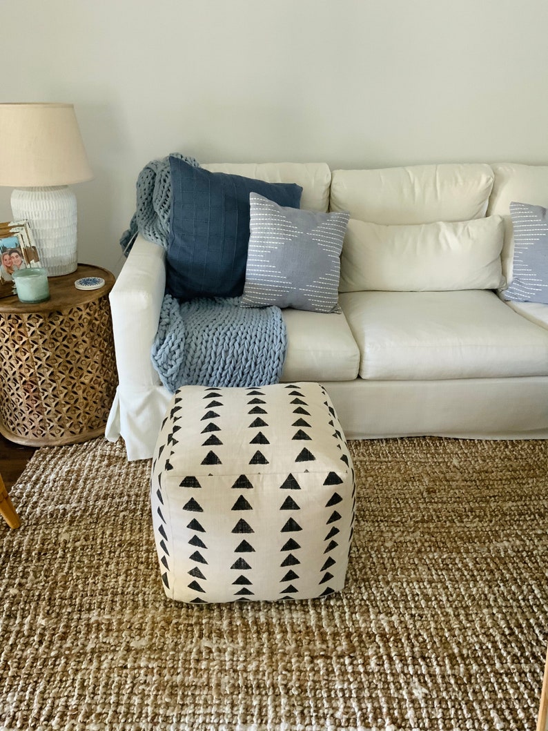 Boho Triangle Pouf Ottoman Off-white and Black Pouf Ottoman - Etsy