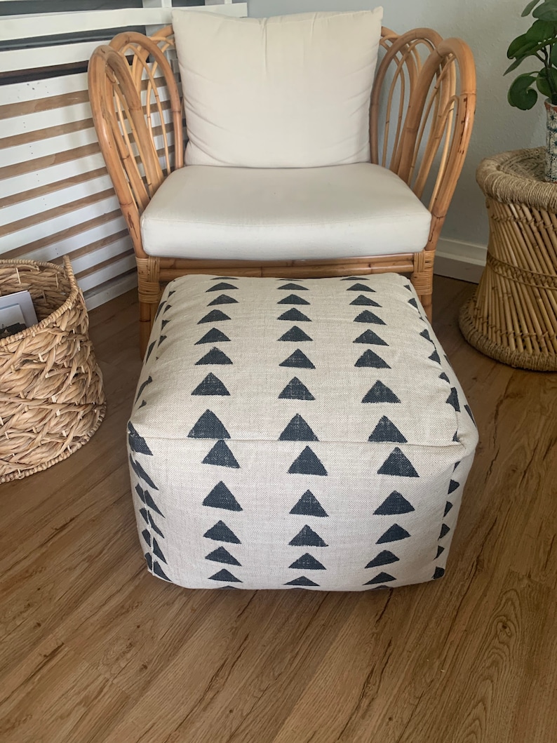 Boho Triangle Pouf Ottoman Off-white and Black Pouf Ottoman - Etsy