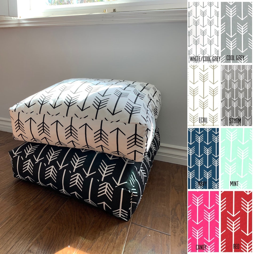 Boho Floor Cushion, Blue and White Floor Pillow, Grey and White Floor ...