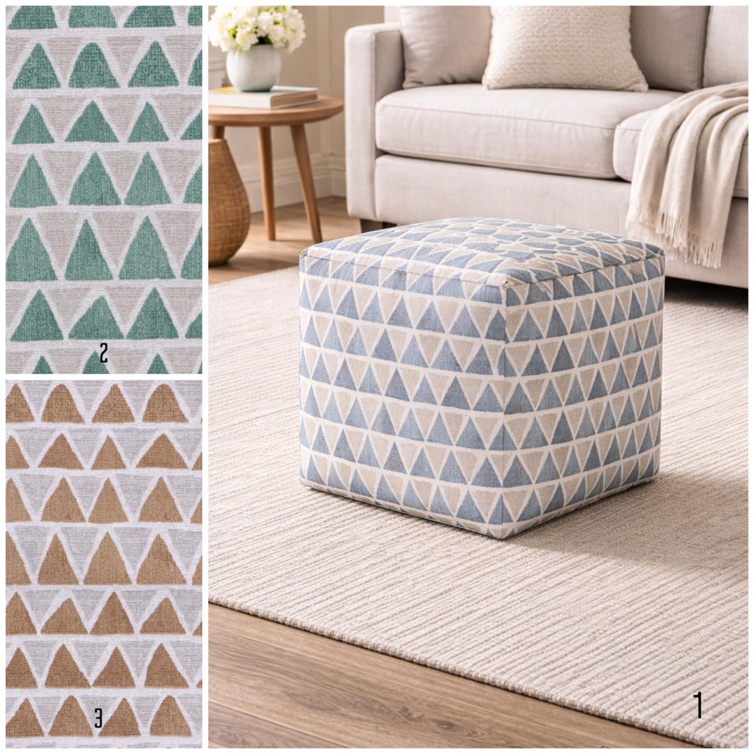 Magnolia Fabric Pouf: Triangle Pattern Ottoman Cover - Etsy