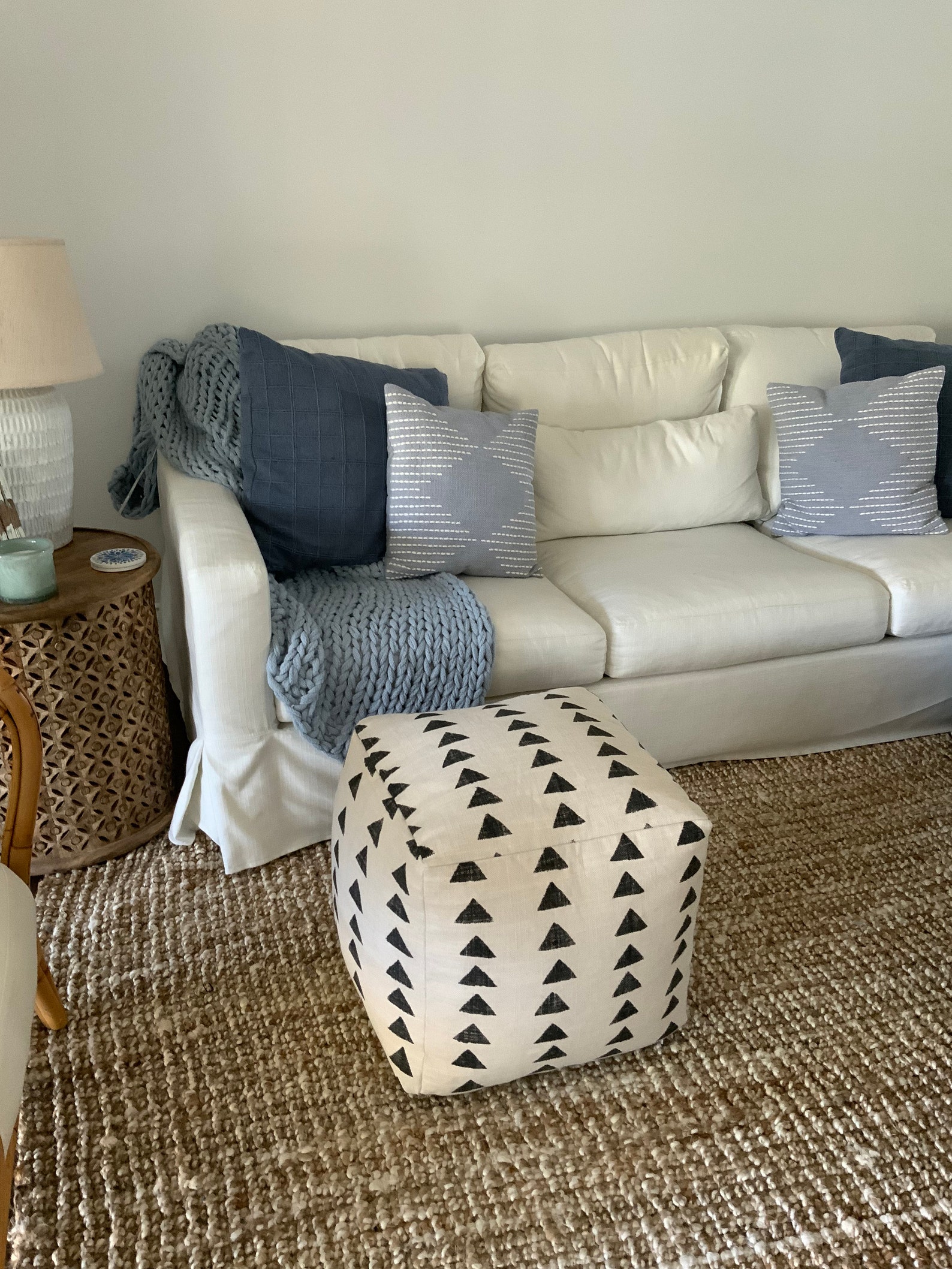 Boho Triangle Pouf Ottoman Off-white and Black Pouf Ottoman - Etsy