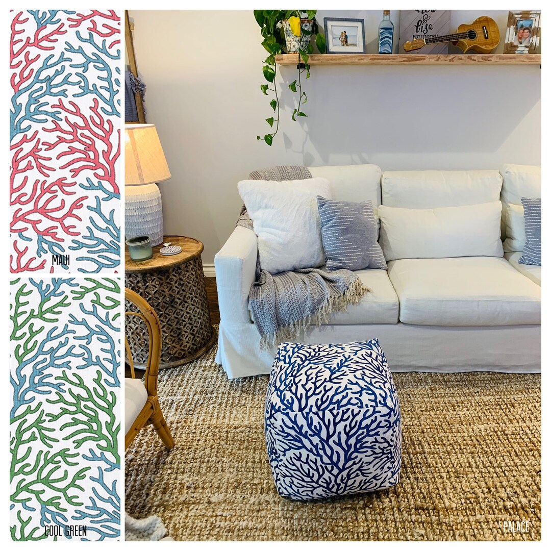 Coral Reef Pouf Cover: Removable Washable Ottoman, Scott Living Luxe ...