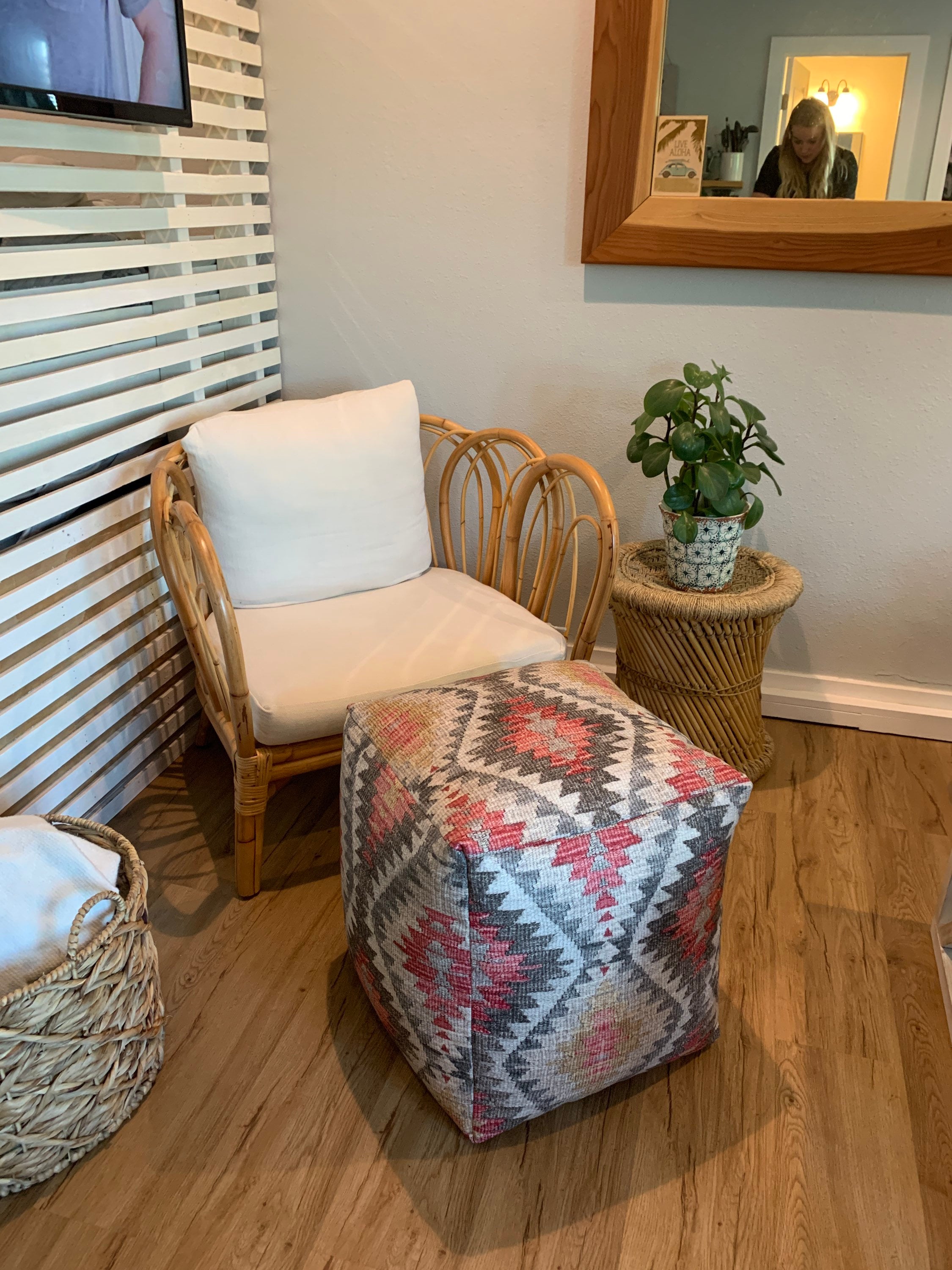 Woven Fabric Pouf Ottoman: Boho Tribal Pattern Home Decor - Etsy